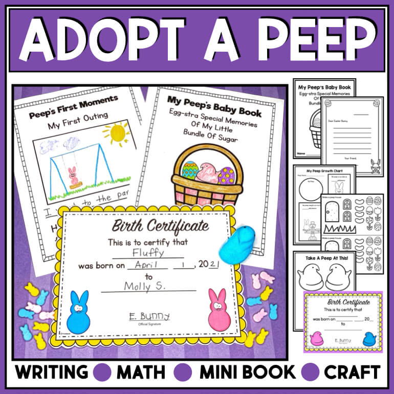 Adopt A Peep Easter Writing Activity For Kids - Firstieland - First ...
