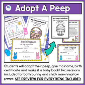 Easter Activities Adopt A Peep Digital Kindergarten First Grade Second ...