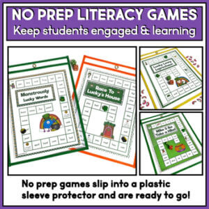 March Literacy Games First Grade No Prep St. Patricks Day Centers ...