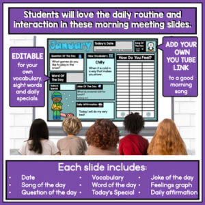 Morning Meeting Google Slides Kindergarten 1st Grade January Activities ...