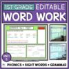 First Grade Word Work Activities And Phonics Games | Grammar | Spelling ...