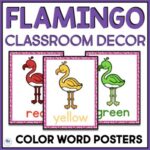 Flamingo Classroom Decor Color Word Posters Anchor Charts - Firstieland ...