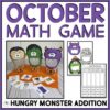 October Math Game Halloween Center Addition To 12 For Kindergarten And ...
