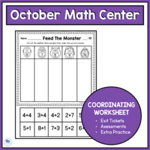 October Math Game Halloween Center Addition To 12 For Kindergarten And ...