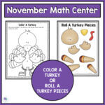 FALL MATH CENTER - ROLL A TURKEY - Firstieland - First Grade Teacher Blog