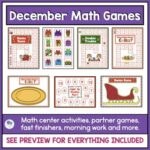 December Math Games Christmas Math Activities Kindergarten 1st Grade ...
