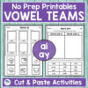 VOWEL TEAMS WORKSHEETS - Firstieland - First Grade Teacher Blog