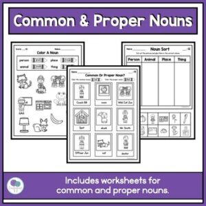 Noun Worksheets | Common And Proper Nouns First Grade Kindergarten ...