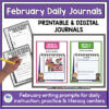 February Writing Journal Prompts Daily Slides Activities Kindergarten ...