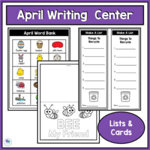 April Writing Centers and No Prep Prompts Kindergarten and First Grade ...