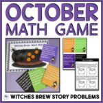 October Math Center Game Halloween Math Story Problems 1st Grade ...