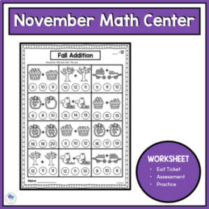 Fall Math Activities 1st Grade | November Math Center Task Cards ...
